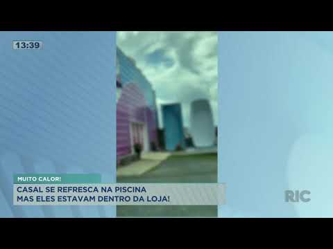 Casal se refresca em piscina de loja e é filmado