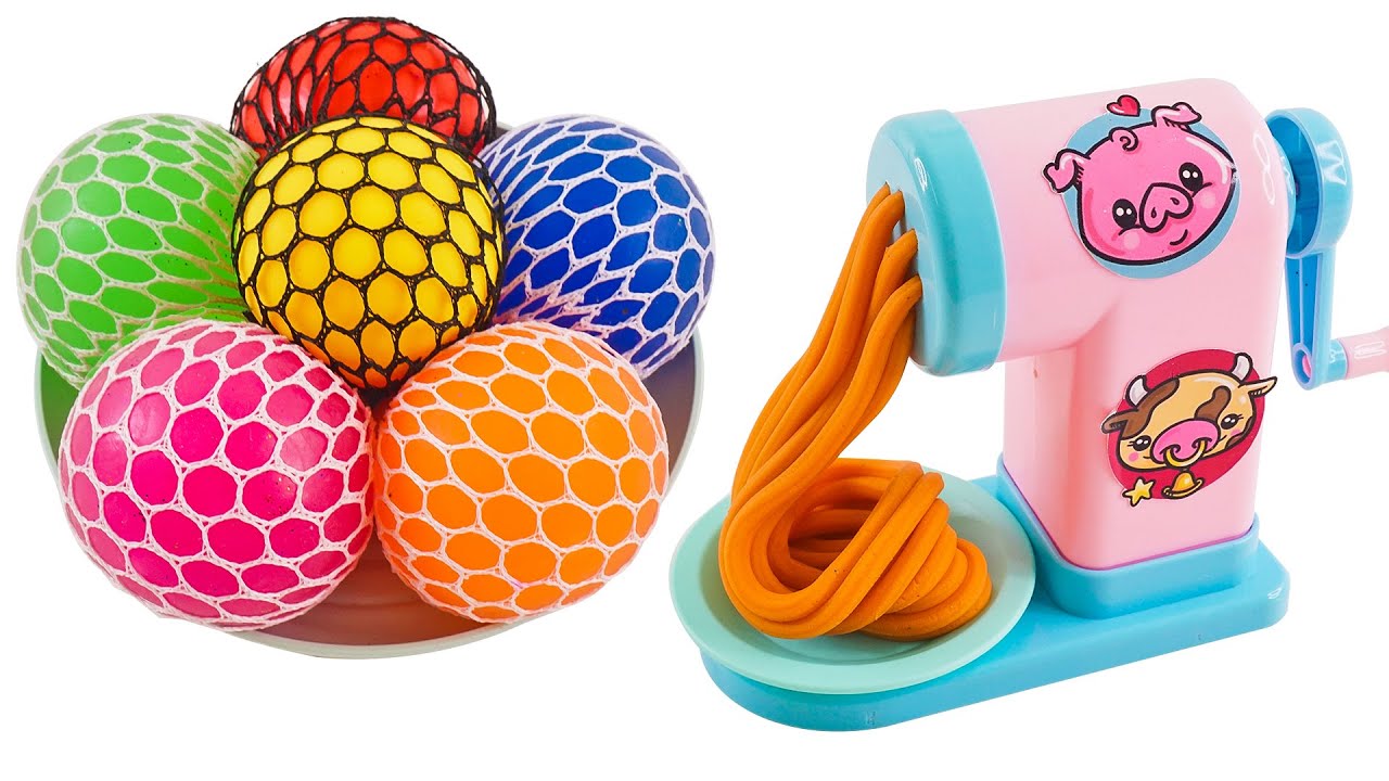 Satisfying Video l How to Make Playdoh Noddles with Mesh Stress Balls ...
