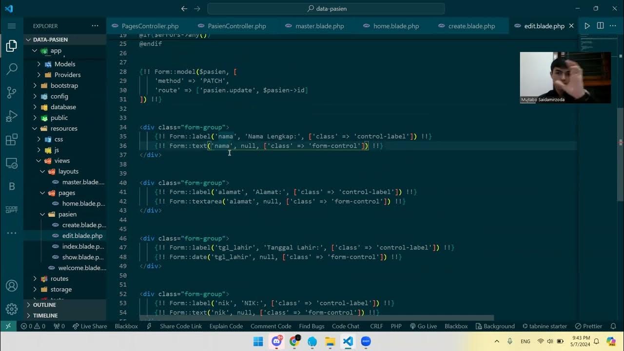 CRUD untuk register data pasien BPJS denganmenggunakan PHP dan framework Laravel. - YouTube