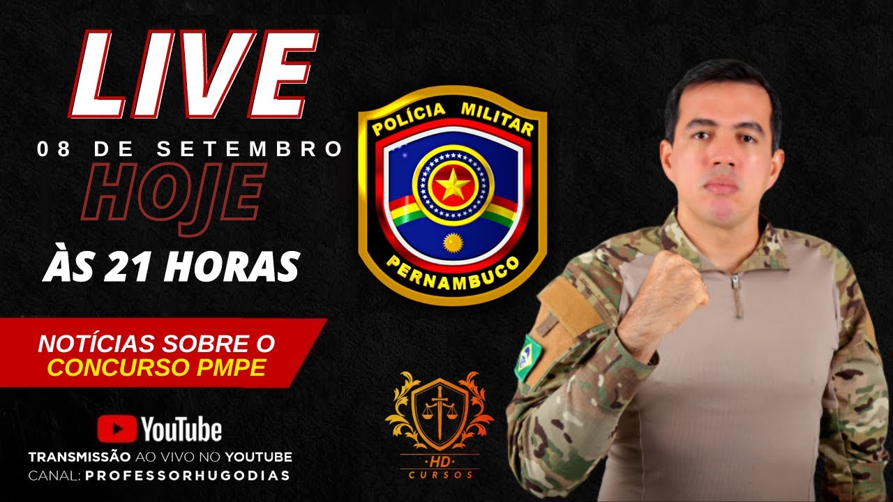 LIVE ESPECIAL - NOVIDADES SOBRE O CONCURSO PMPE - PROF. HUGO DIAS - YouTube