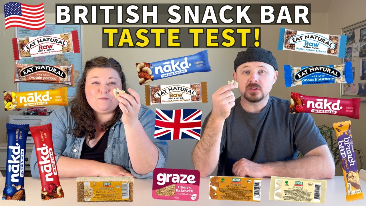 Americans Try British Snack Bars & Flapjacks for the First Time! - YouTube