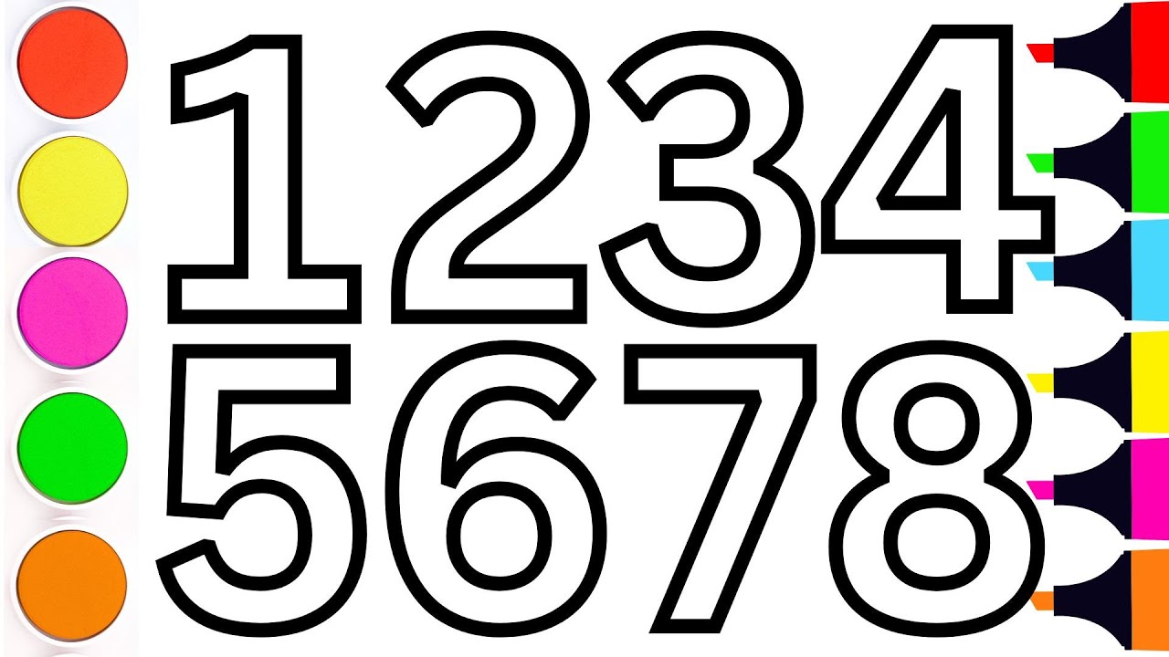 Learn to Draw Numbers 1 to 8 || How to Draw Number 1 to 8 | Counting ...