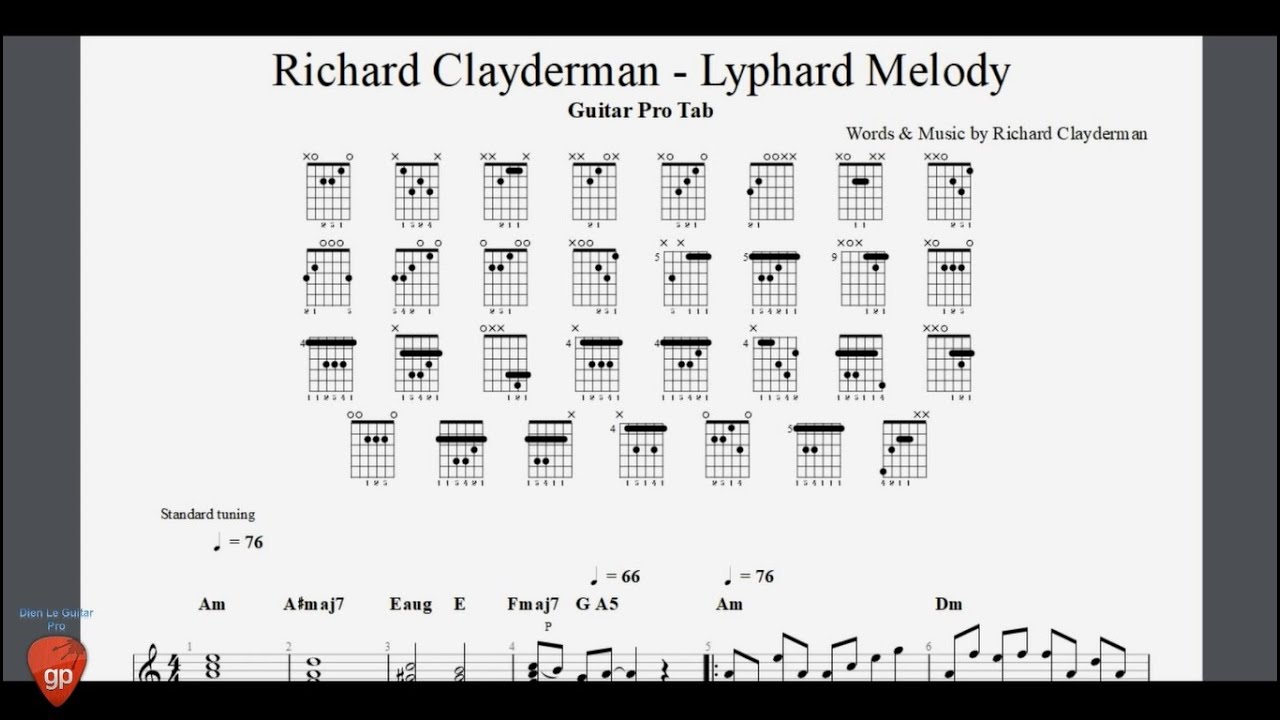 Richard Clayderman - Lyphard Melody - Guitar Pro Tab - YouTube