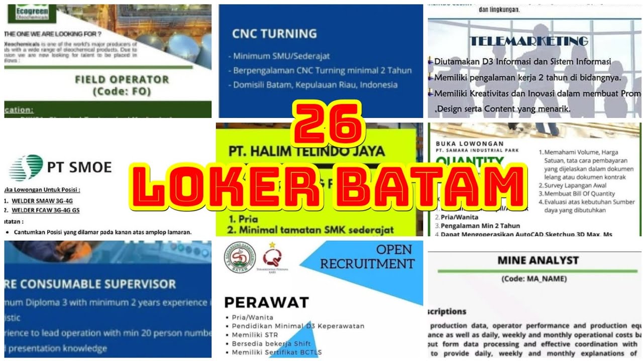LOWONGAN KERJA BATAM HARI INI | LOKER BATAM - YouTube