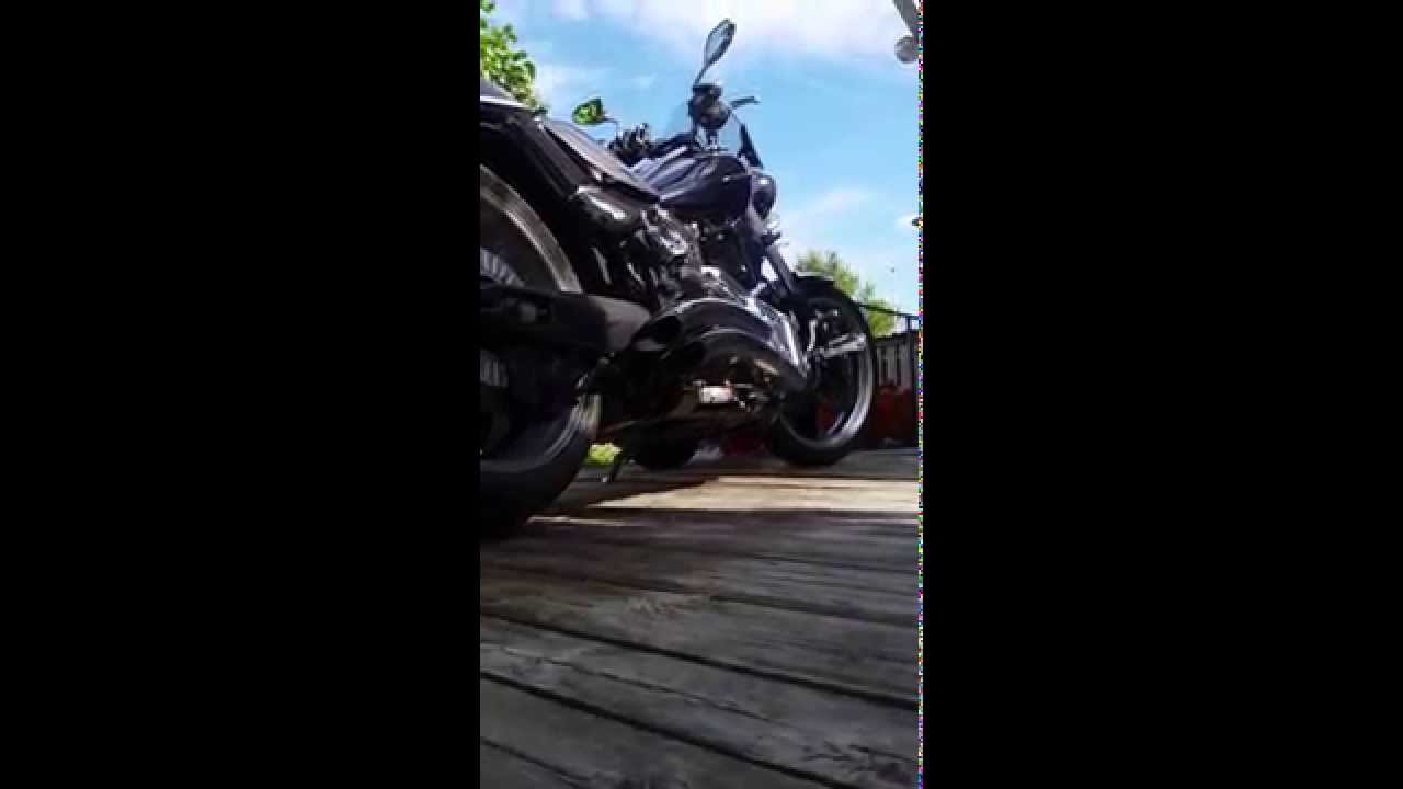 Freedom Performance Sharp Curved Exhaust 2008 Yamaha Raider - YouTube
