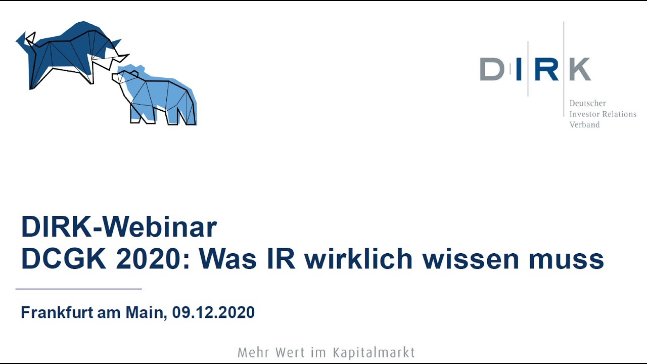 DIRK Webinar: DCGK 2020 - Was IR wirklich wissen muss - YouTube