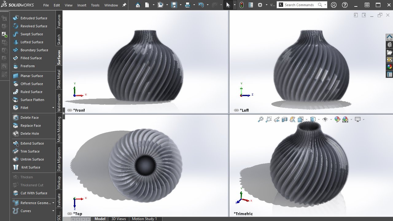 Wave vase | SolidWorks | Swept | Loft | Surface modeling | Хвильова ваза - YouTube
