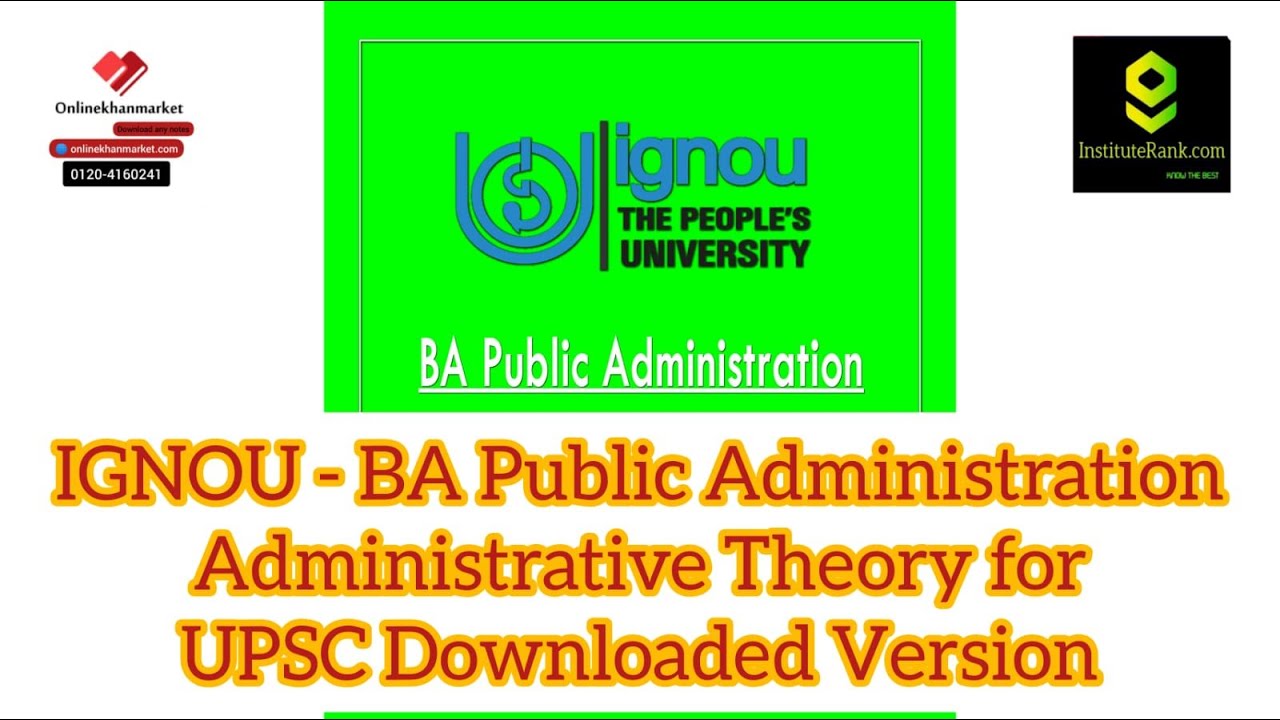 IGNOU - BA Public Administration Administrative Theory for UPSC ...