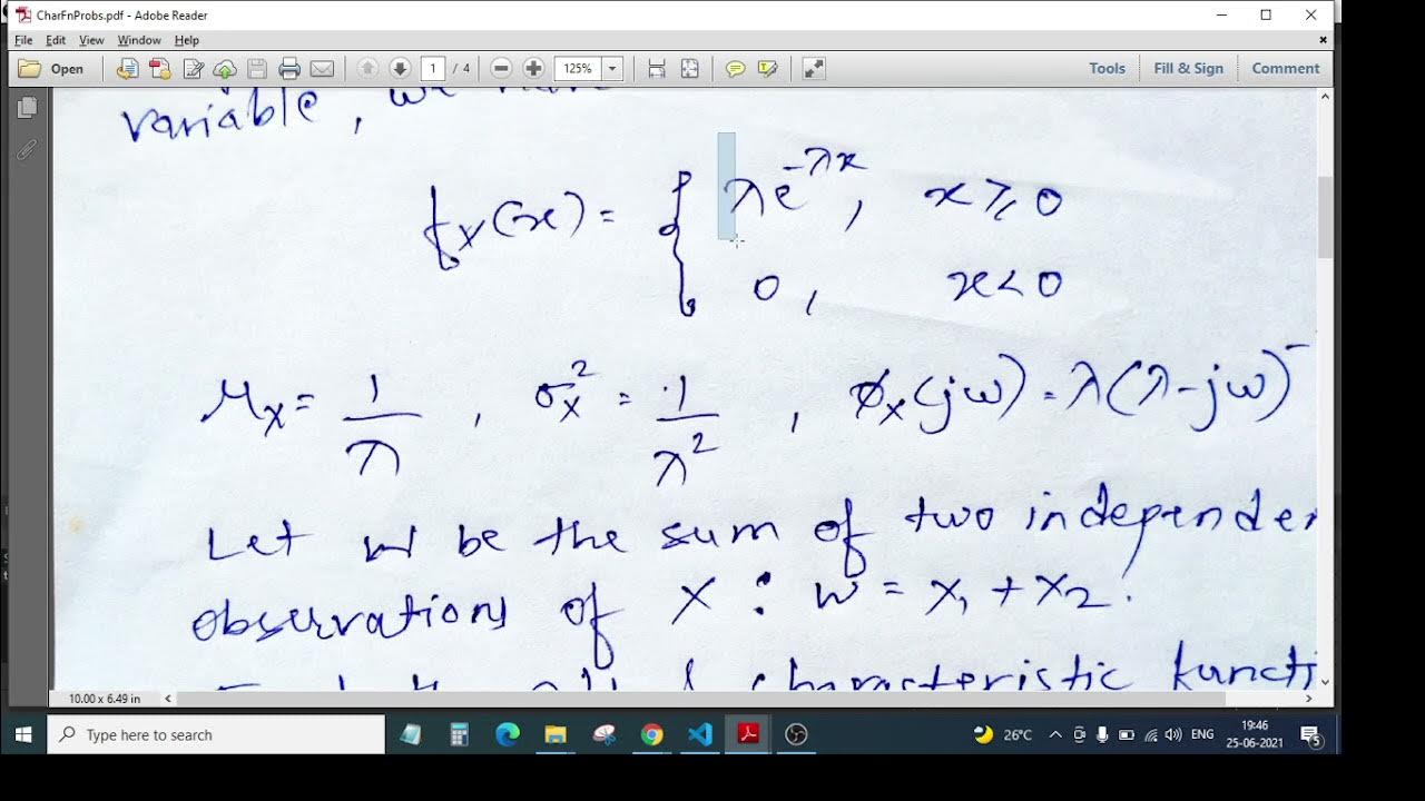 ESLA - 18EC44 - Module 2 - Problems on Characteristics function of sum of two independent RVs ...