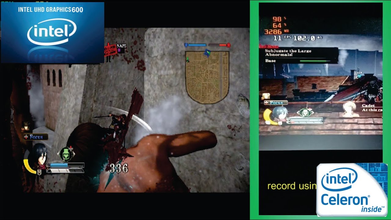 attack on titan wings of freedom on intel uhd 600 | intel celeron ...