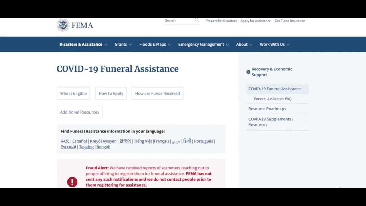 FEMA accepting COVID-19 funeral assistance applications - YouTube