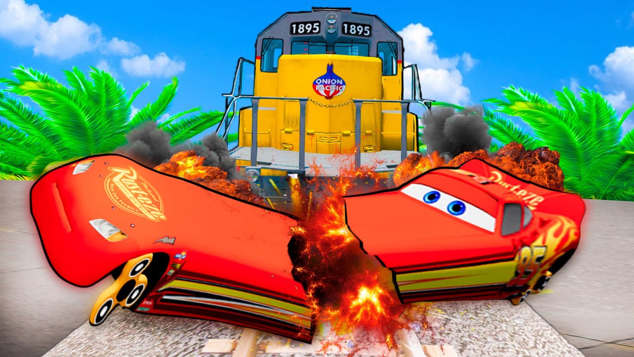 Big & Small LONG McQueen vs Trains in BeamNG.Drive - YouTube