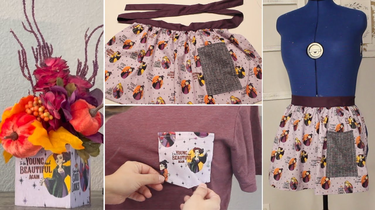 3 Hocus Pocus Crafts using 1 Fabric! DIY Apron, Pocket Tee, Planter ...