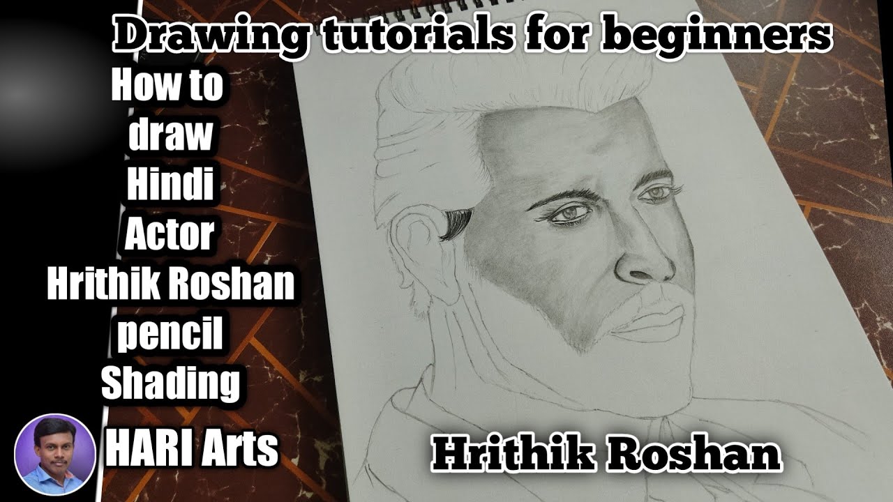 How to draw Hrithik Roshan Face shading sketch Step by Step | full face ...