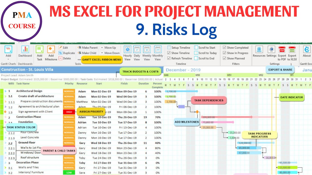 9. Ms Excel for project management || Risks Log - YouTube