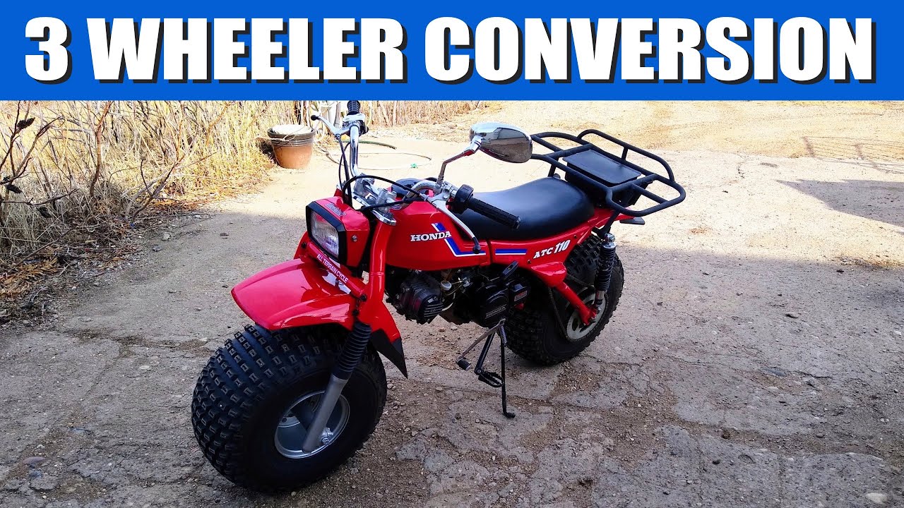 Honda 3 Wheeler - Two Wheel Monster Mini Bike Conversion - YouTube