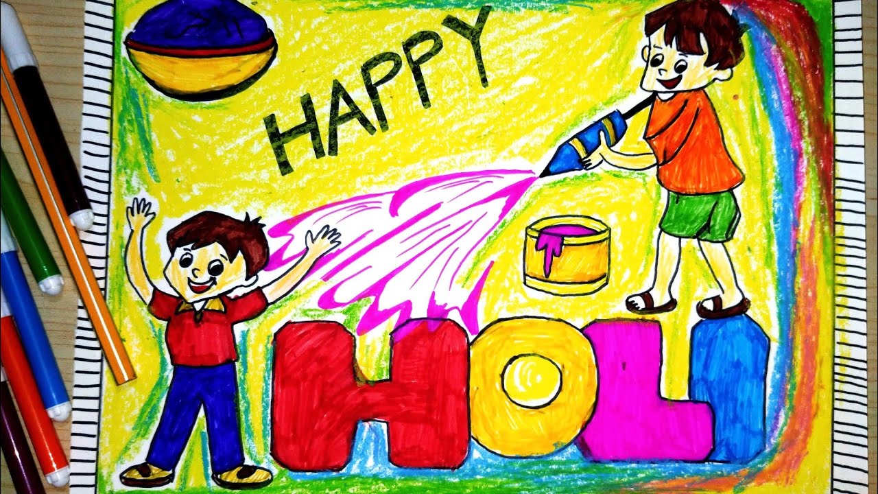 #happyholi.. HOLl DRAWING / EASY HOLI DRAWING / HOW TO DRAW HOLI ...