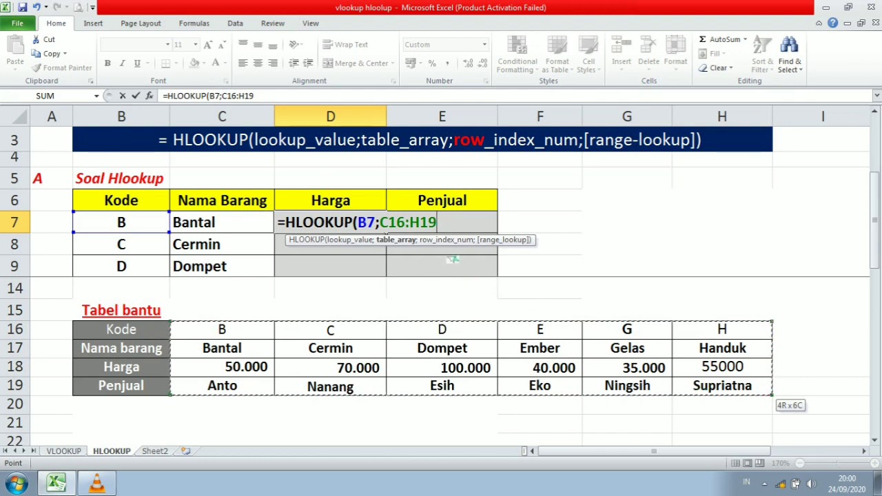 Belajar Menggunakan Rumus Hlookup Di Excel Youtube Riset