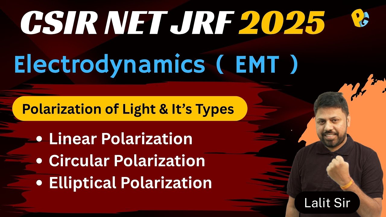CSIR NET 2025 | Polarization of Light | Linear Circular & Elliptical ...