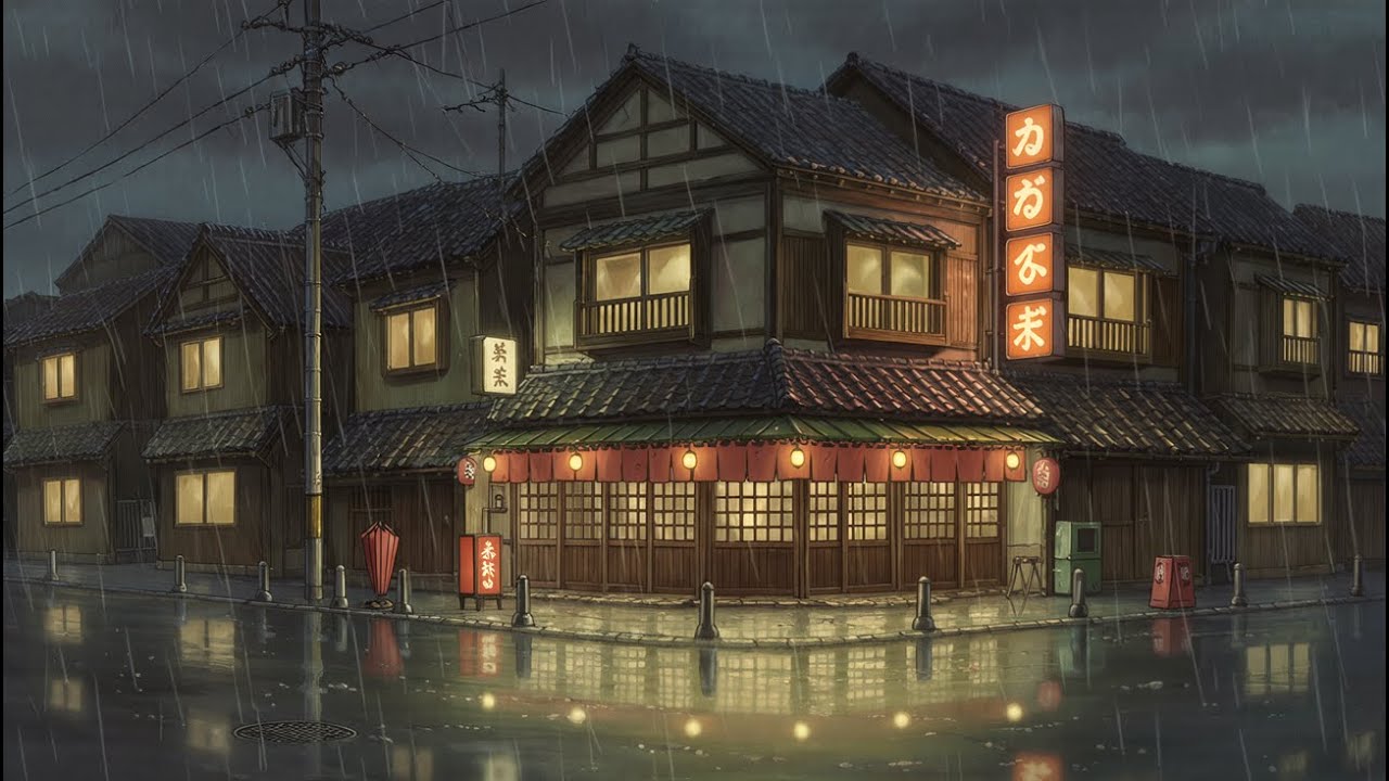 Kobe Rooftop Red Leaf Rain Lofi Hip Hop | Peaceful Ambience for Relax ...