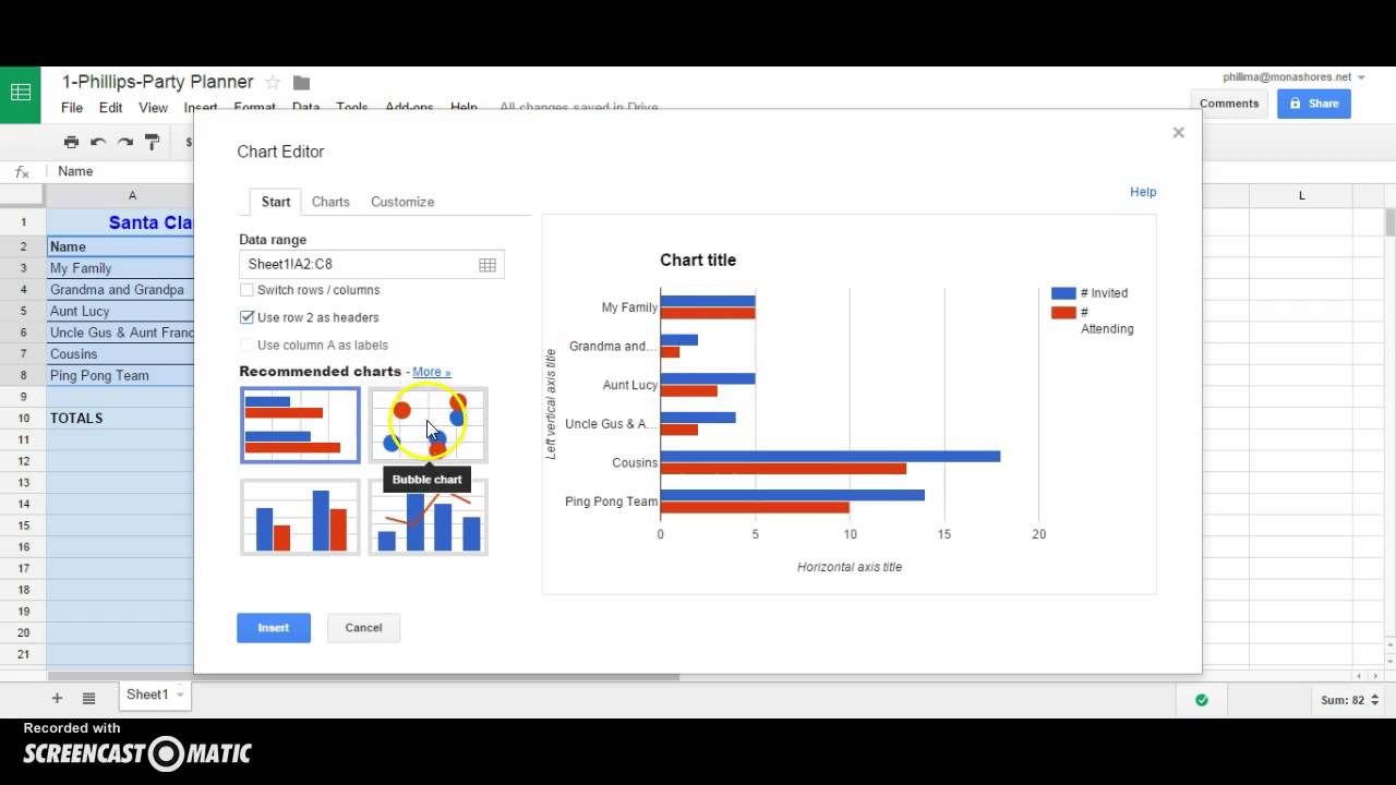 Inserting a Chart in your Google Sheet - YouTube