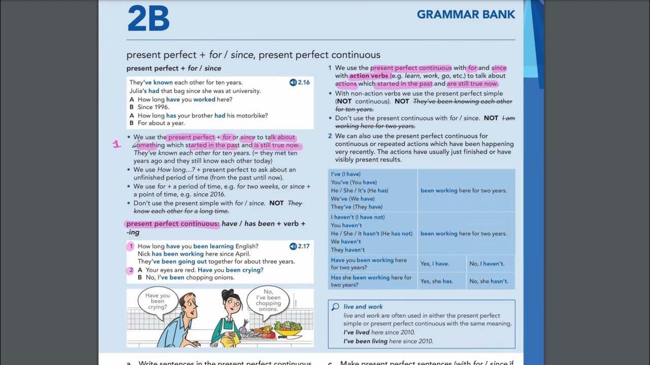 English File Intermediate Grammar 2B, Present Perfect Continuous - YouTube
