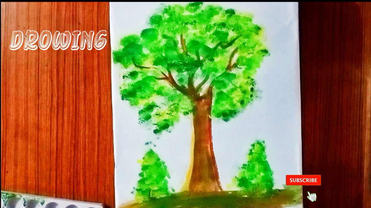 How to draw a easy 🌴 tree painting 🎨🖌️ for kind with poster colour ## ...