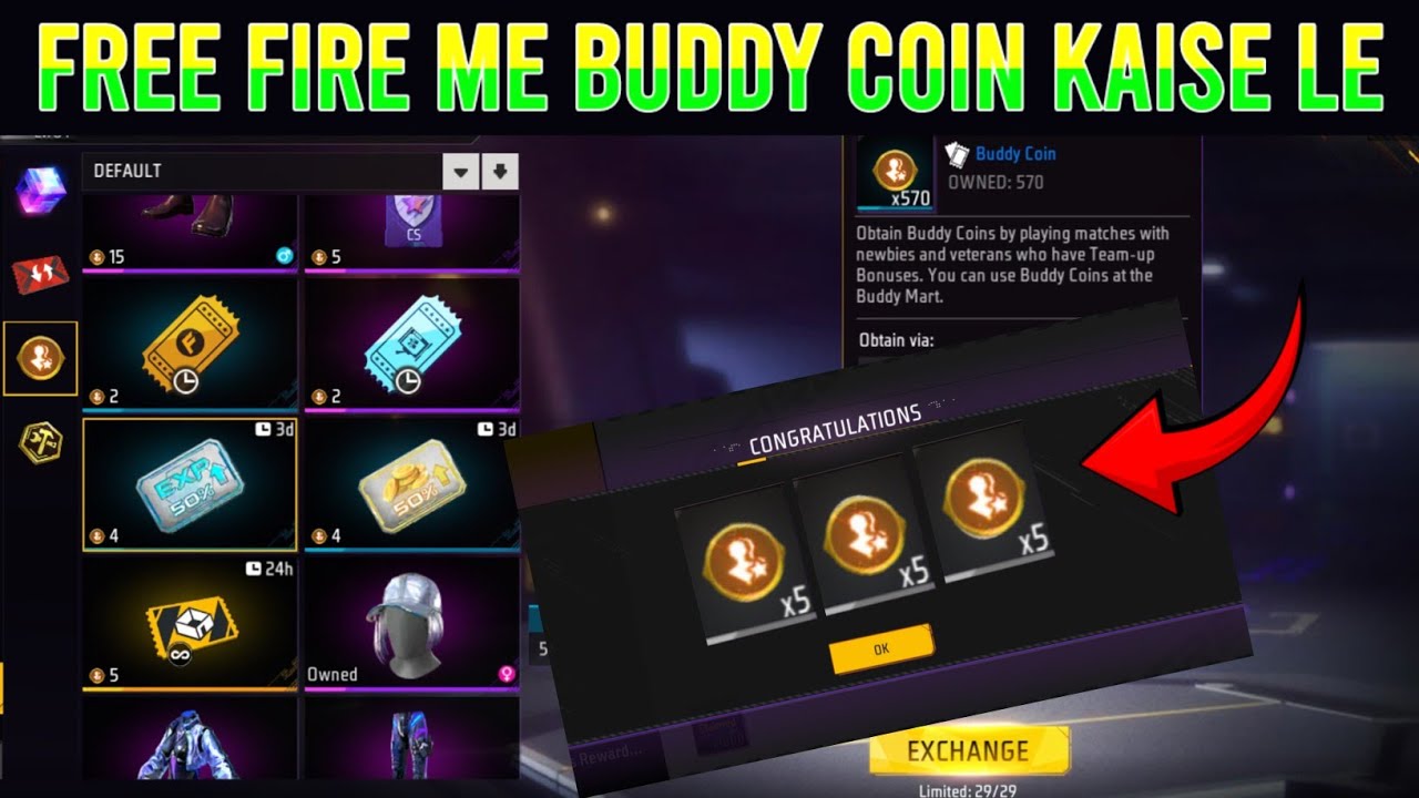 Free Fire Me Buddy Coin Kaise Le | Unlimited Buddy Coin Trick Free Fire ...