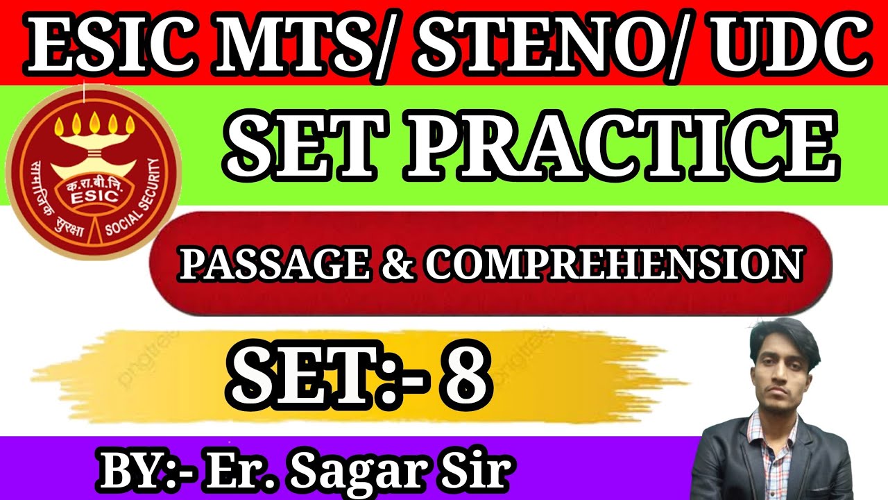|| ESIC ( MTS ) ENGLISH PASSAGE & COMPREHENSION SET:- 8 | #mts #esicmts ...