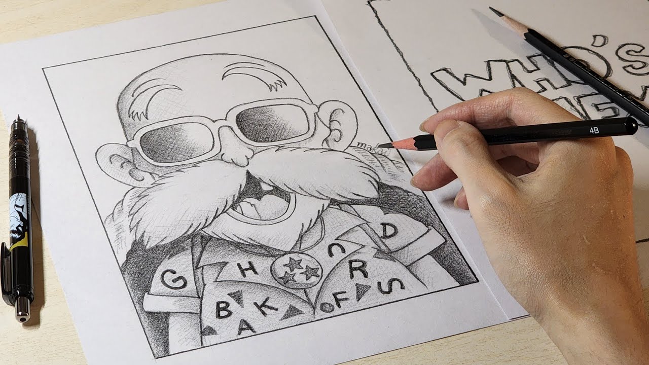 How to draw Dragon Ball Master Roshi step by step | sketch anime ...