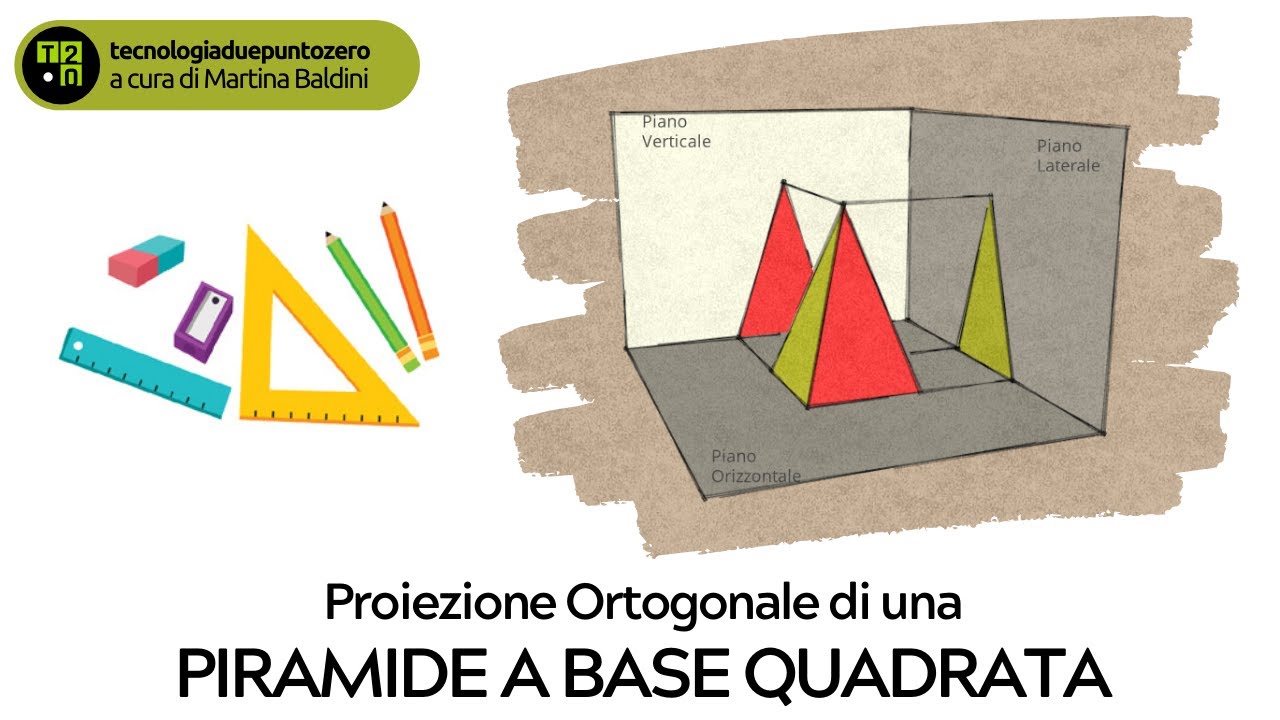 Proiezione Ortogonale Piramide base quadrata - YouTube