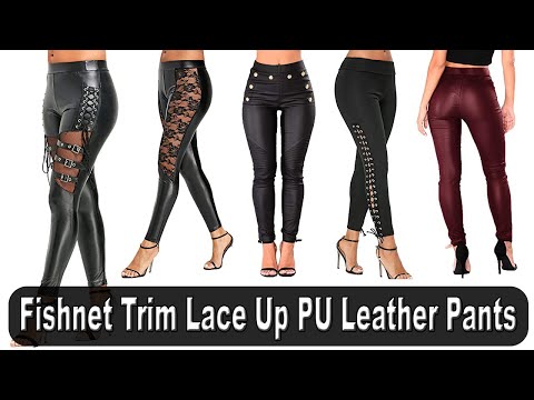Fishnet Leather Pants - Lightweight Gothic Punk Leggings for Women - Sexy Leather Leggings Pant