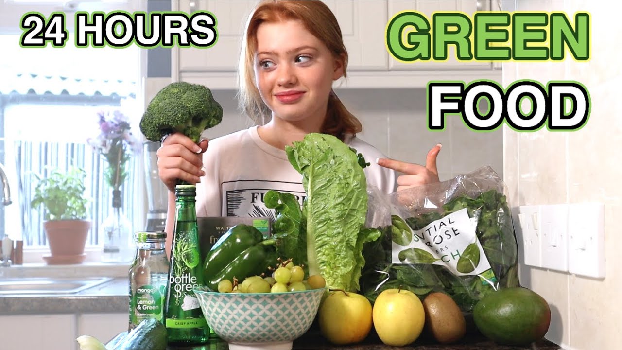 I ONLY ate GREEN food for 24 HOURS!!🤢 This was not an easy Challenge ...