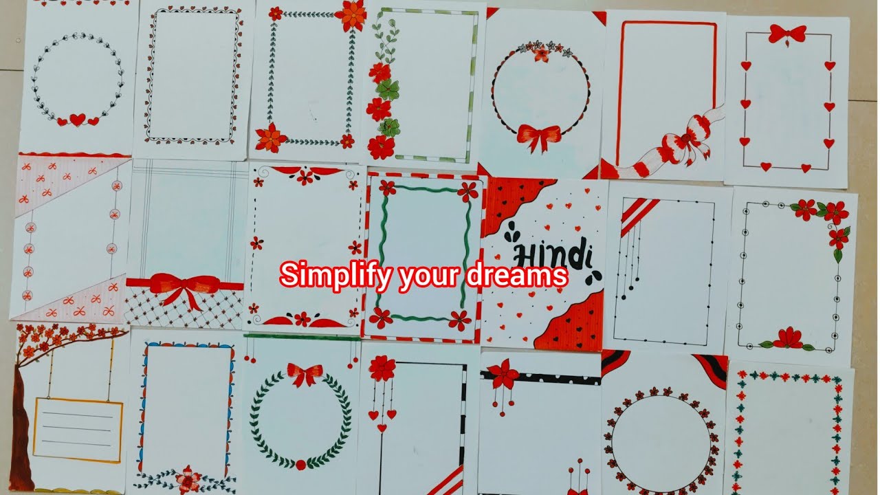 20 BEAUTIFUL BORDER DESIGNS/PROJECT WORK DESIGNS/A4 SHEET/FILE/FRONT ...