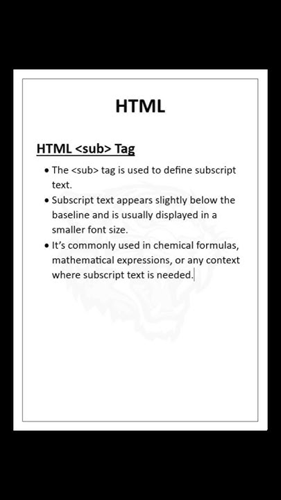 HTML sub Tag | S Code Hub #shorts #html - YouTube