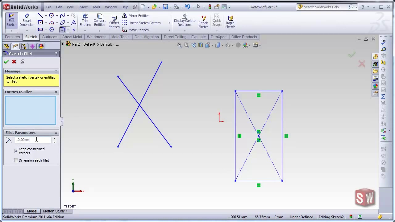 SolidWorks Essential 14 Sketch Fillet - YouTube