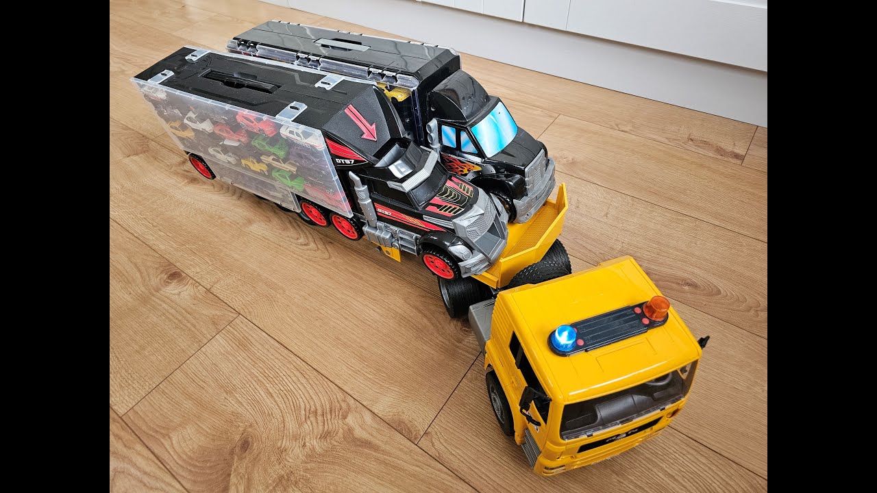 Lorry Transpoting Two Big Trucks With Mini Toys Cars BBC TV - YouTube