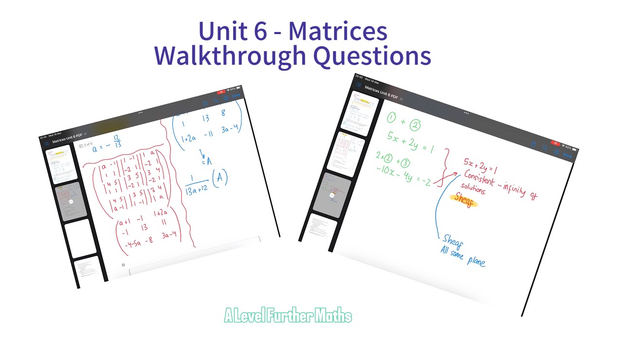 AS Level Further Maths - Matrices (Unit 6) Exam Questions Walkthrough ...