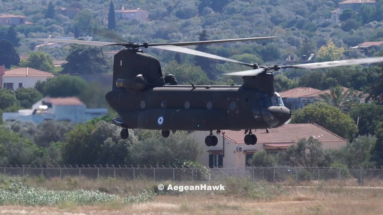 Hellenic Army Aviation Chinook CH47D heavy loaded take off. - YouTube