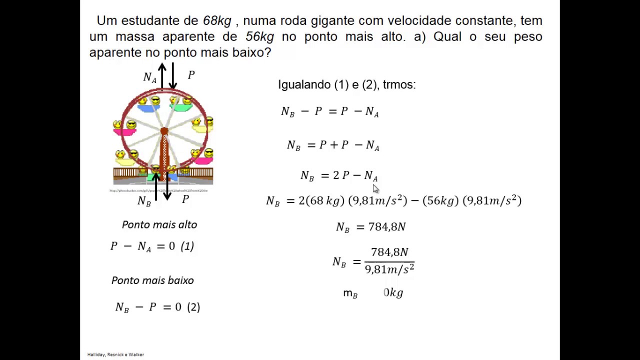 Força de atrito - Um estudante de 68 kg , numa roda gigante com ...