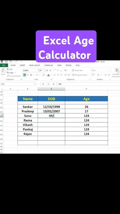 Excel Age Calculator #excellife #exceltraining #exceltech - YouTube