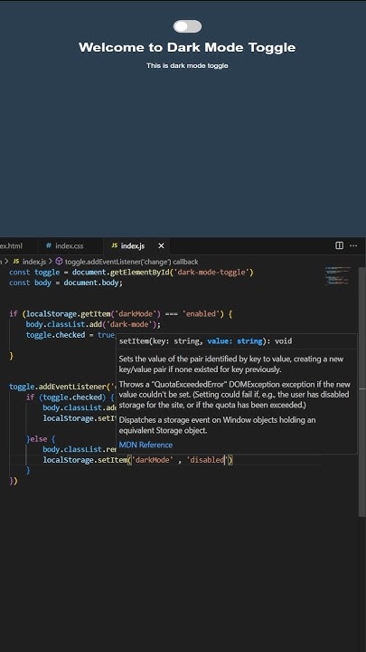 Dark mode on off Toggle Button HTML CSS JavaScript #coding #shorts - YouTube
