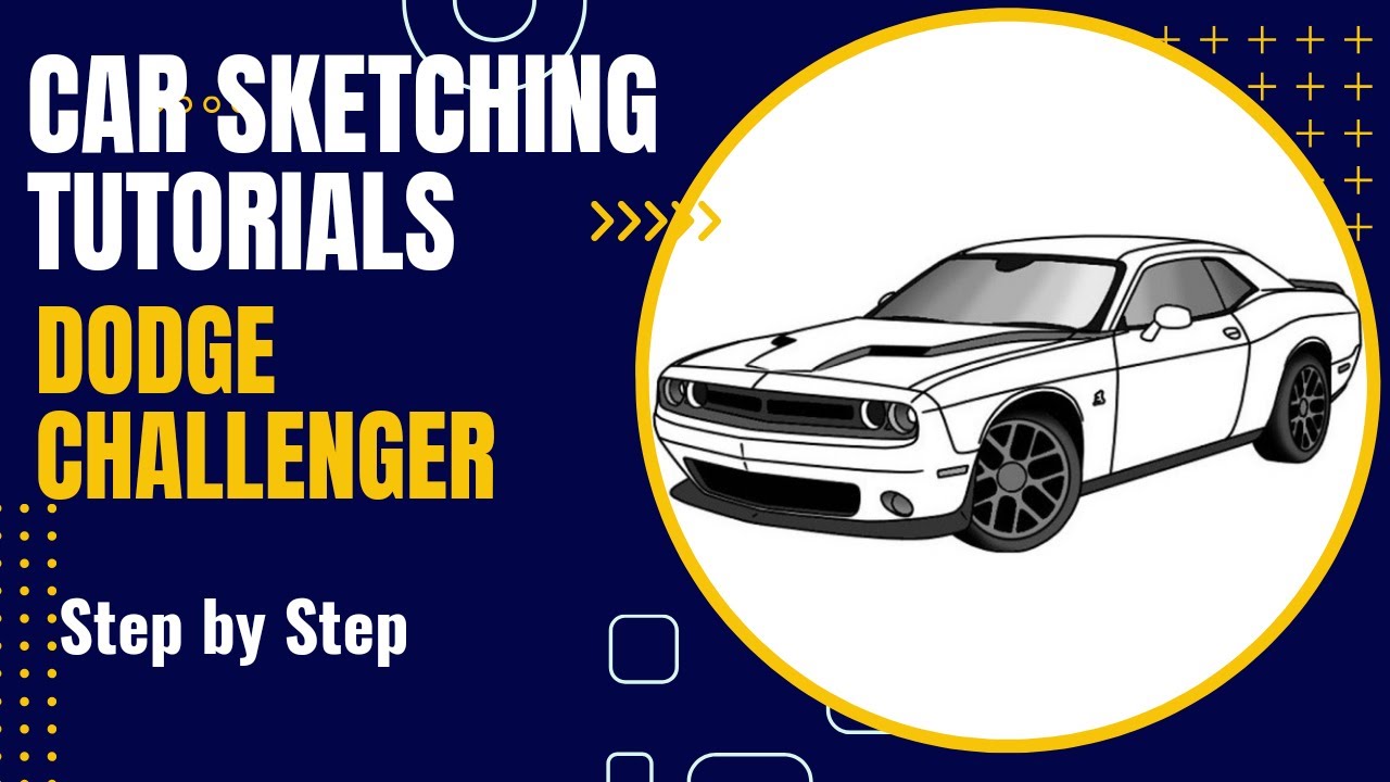 Drawing Dodge Challenger step by step | Car Drawing Tutorials - YouTube