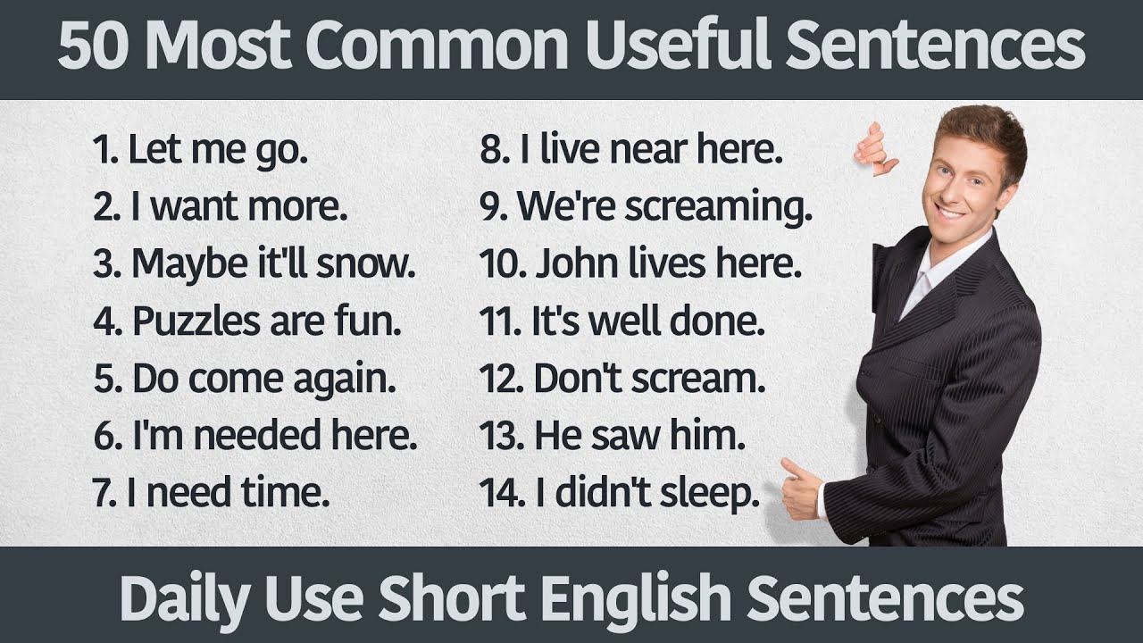 50 Most Common Useful Sentences Daily Use Short English Sentences 🔥 ...