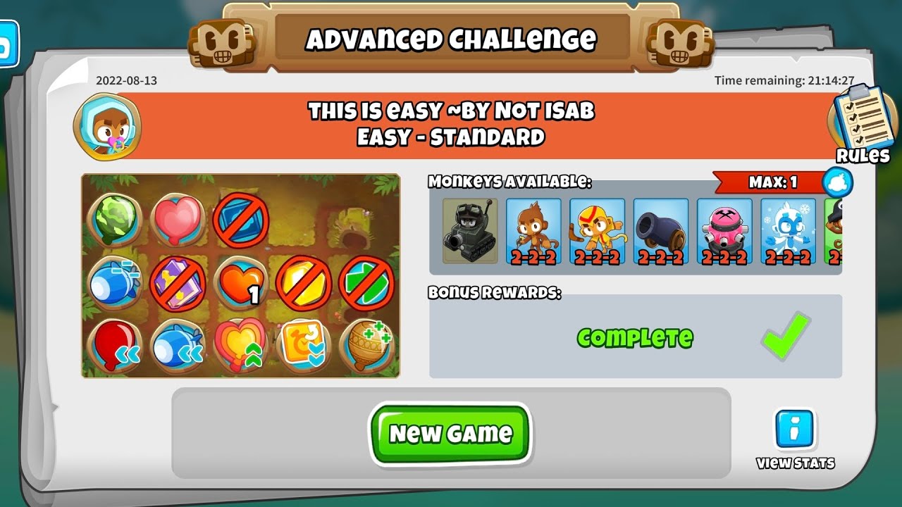 btd 6 advanced challenge "This is easy" 2022 - 8 - 13 - YouTube