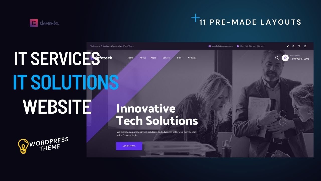 IT Solutions & Services Website | 11 PreMade Elementor Unique Homepage | Infetech IT WordPress ...