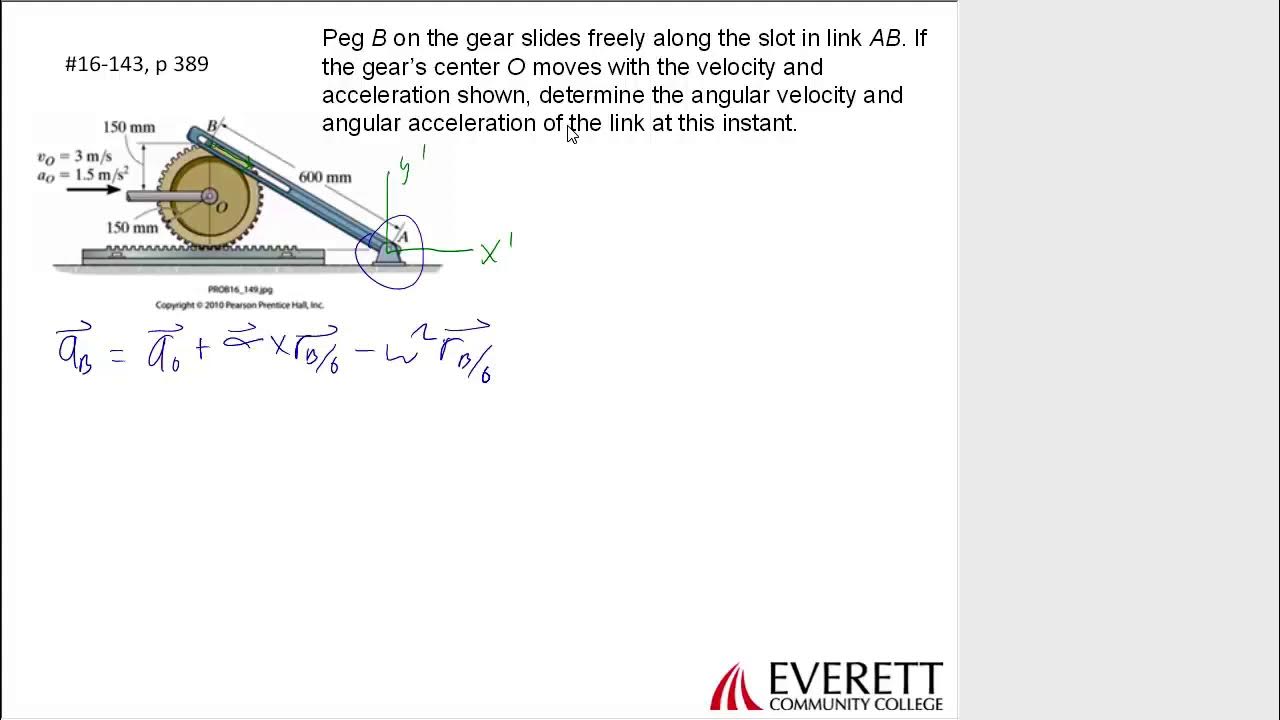 Example 16-143 Relative motion with Rotating Axes sliding - YouTube