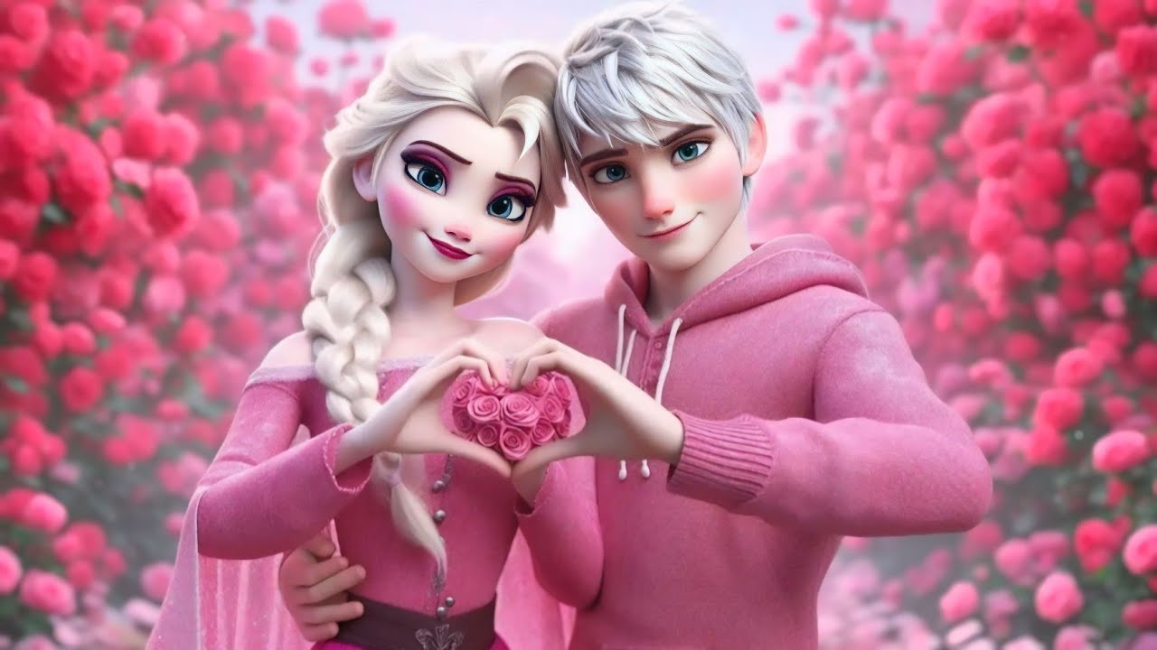 💕 Frozen Love in Full Bloom – Elsa & Jack Frost’s Romantic Moment! ️🌹 ...