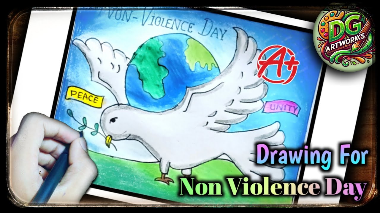 Non Violence Day Drawing || Non Violence Drawing || Non Violence ...