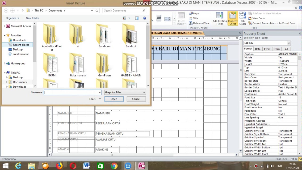 Tutorial pembuatan aplikasi data base form" pendaftaran siswa baru ...